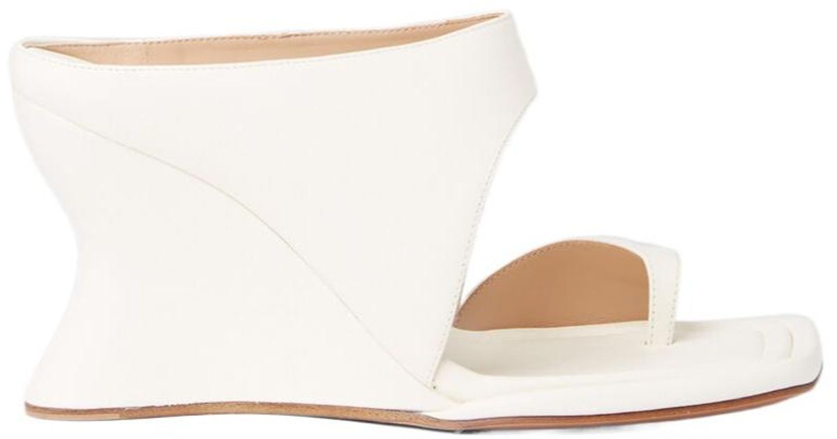 Sportmax Logo Slope Heel Sandals in White | Lyst