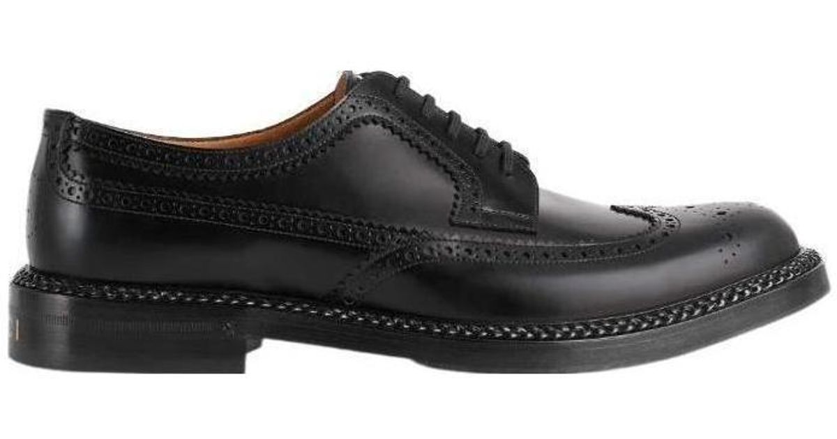 Gucci Leather Lace-Up Brogues in Black for Men | Lyst