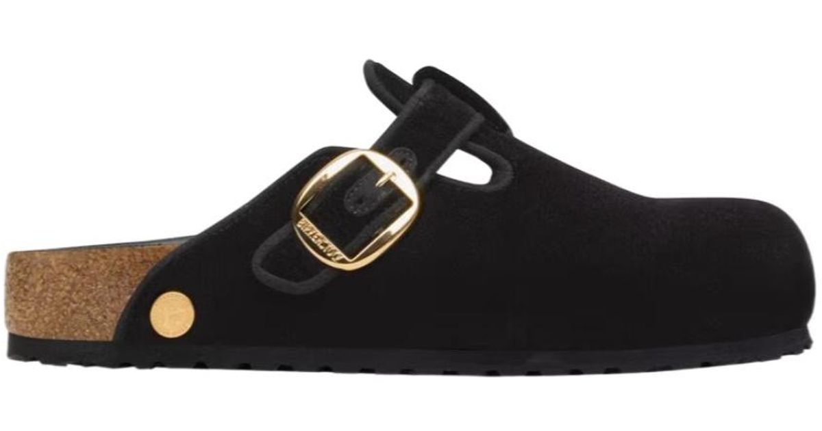 Birkenstock Boston Big Buckle Sandals in Black | Lyst