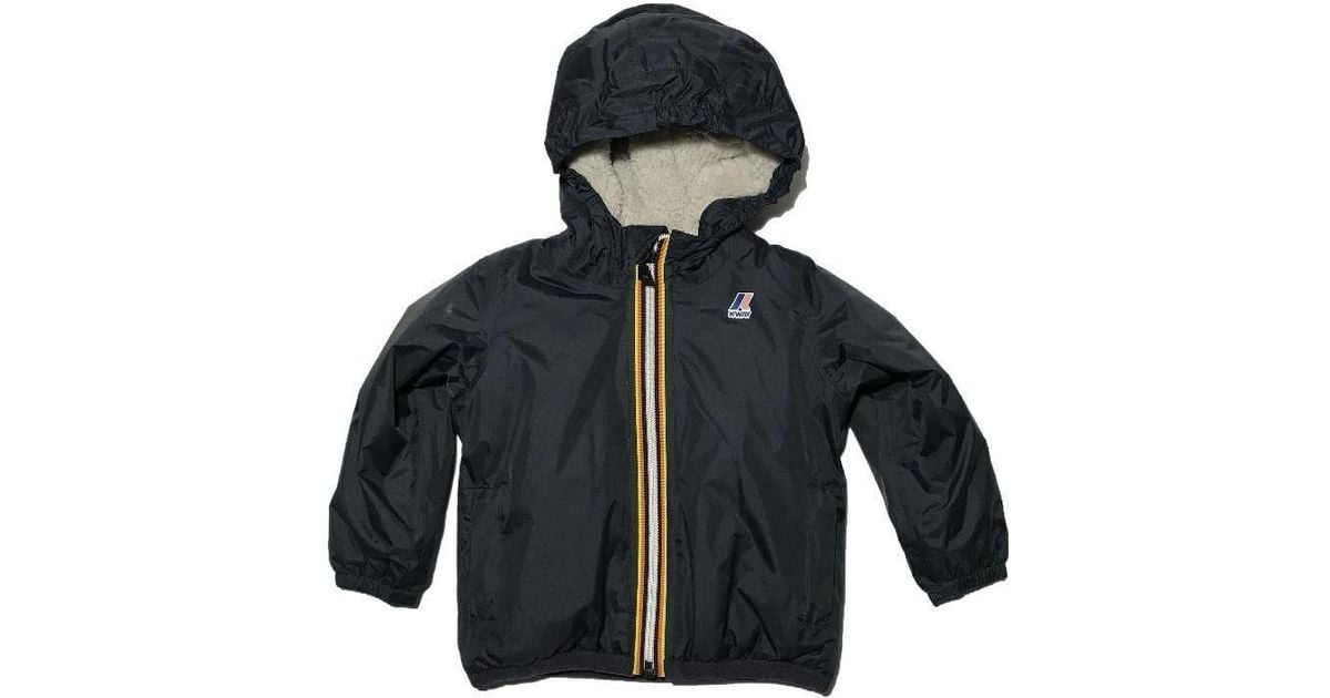 K-Way Logo Hooded Rain Jacket in Blue | Lyst
