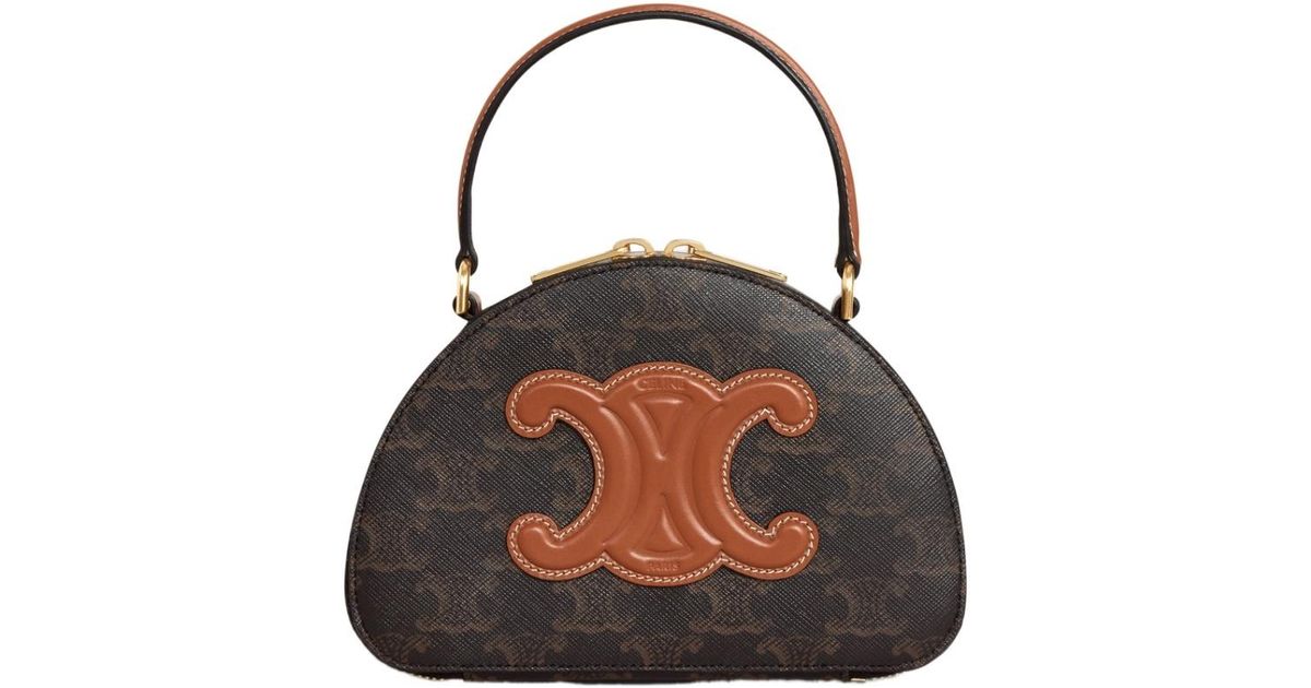 Celine Triomphe Logo Shoulder Bag in Black | Lyst