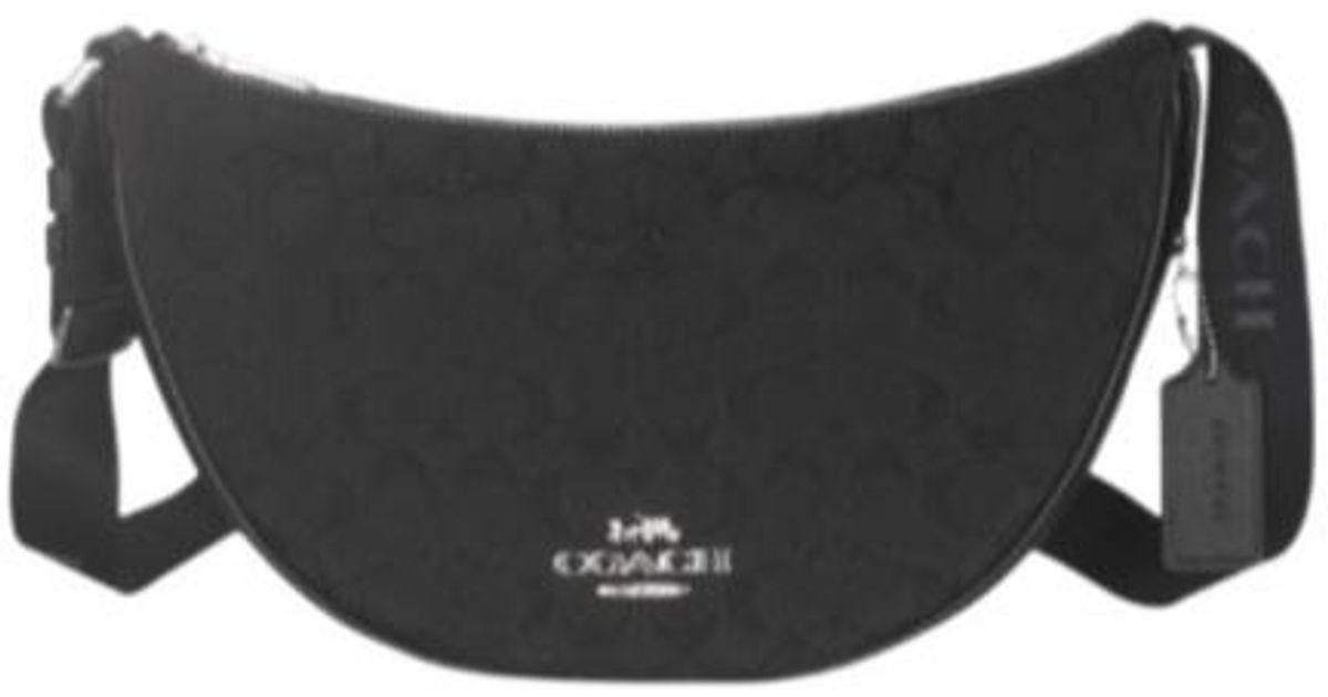 COACH Logo Zipper Shoulder Bag in Black | Lyst