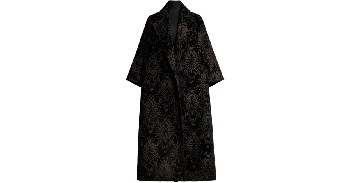 Max Mara Brocade Velvet Cloak Coat in Black | Lyst