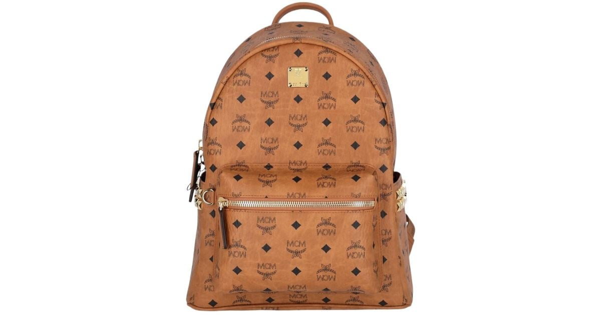 MCM All-Over Logo-Printed Zipped Backpack in Brown | Lyst