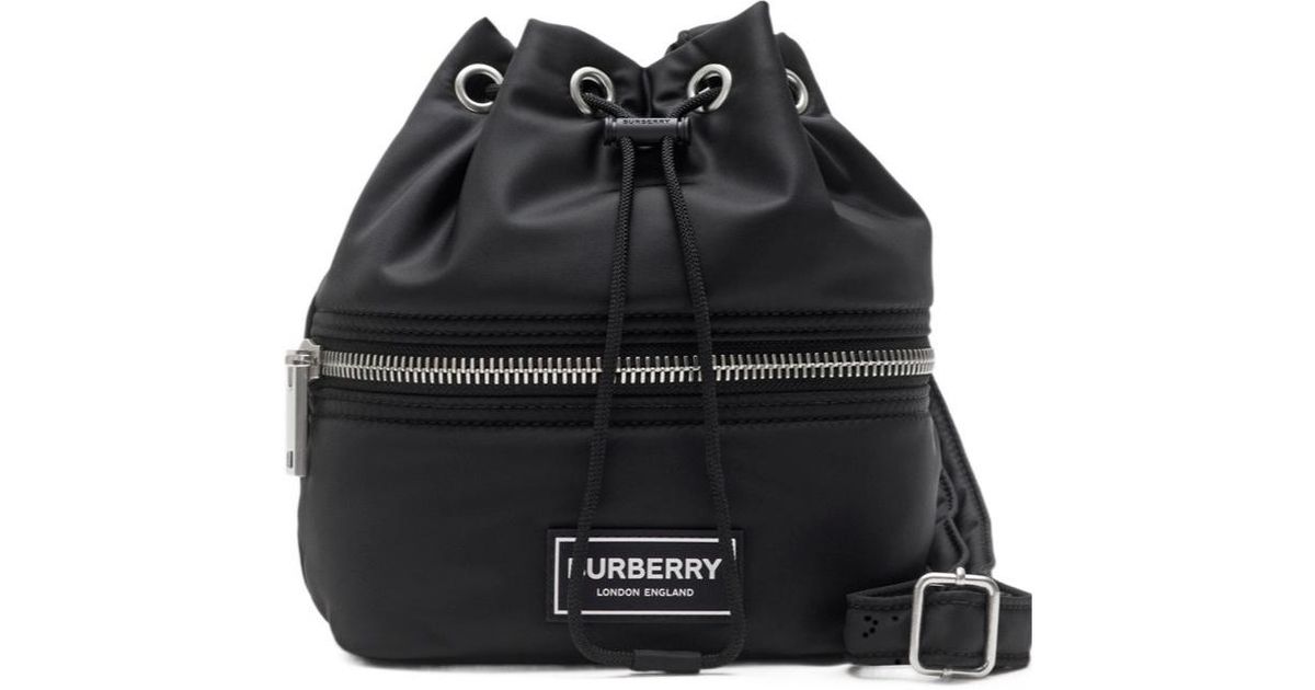 Burberry Draw-Rope Bucket Bag in Black | Lyst