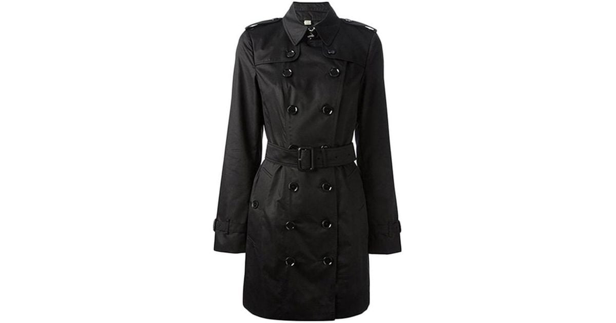 Burberry Button Coat in Black | Lyst