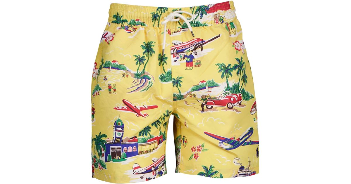 Polo Ralph Lauren Swim Shorts Mid Trunk Slftraveler Print in Yellow for ...
