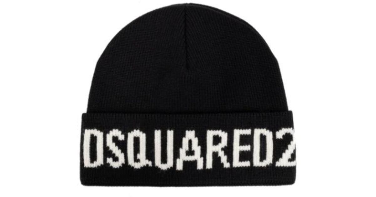 DSquared² Dsquared 2 Logo-Intarsia Beanie in Black for Men | Lyst