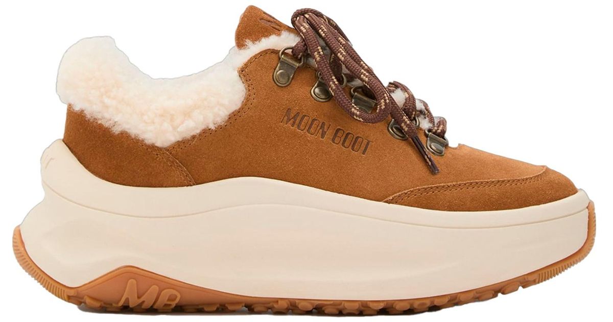 Moon Boot Moon 247 City Shearling Sneakers in Brown | Lyst
