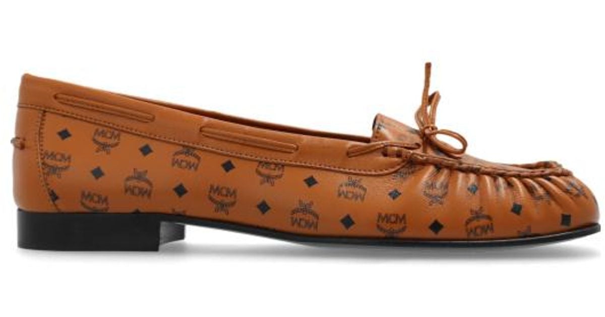 MCM Logo Loafers in Brown | Lyst