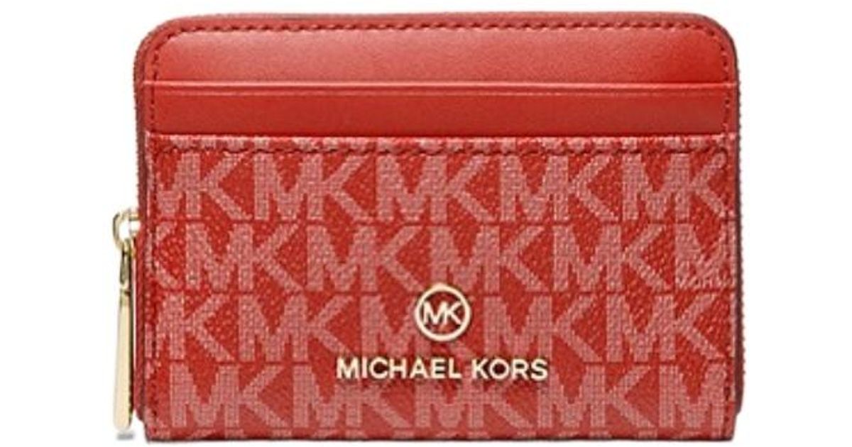 Michael Kors Logo-Lettering Monogram-Pattern Wallet in Red | Lyst
