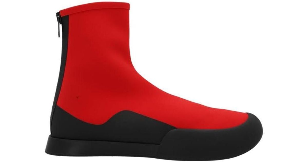 The Row Zip-Up Ankle Boots in Red | Lyst