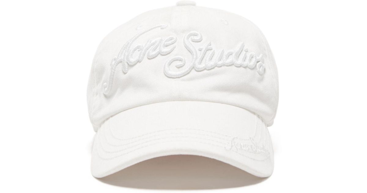 Acne Studios Logo-Embroidered Cap in White for Men | Lyst