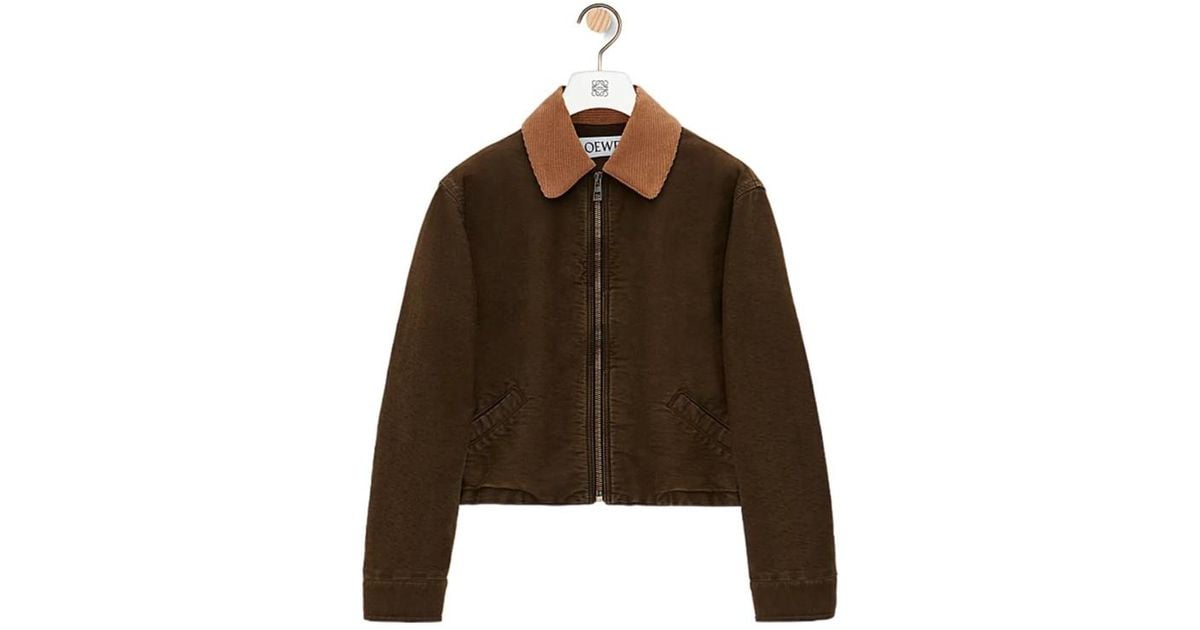 Loewe Logo Patch Regular Fit Jacket in Brown | Lyst