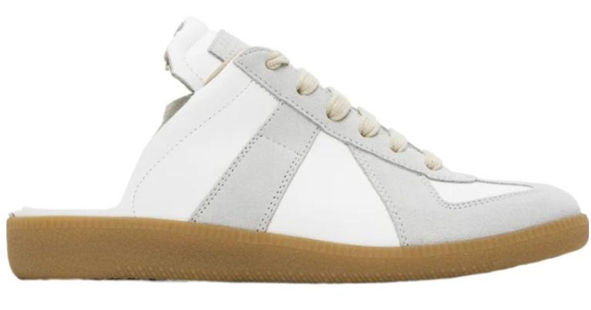 Maison Margiela Lace-Up Panelled Slippers in White for Men | Lyst