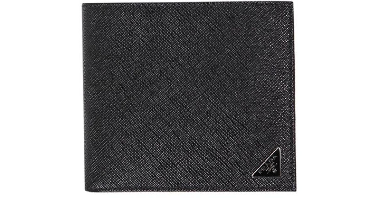 Prada Grain Logo Wallet in Black for Men | Lyst