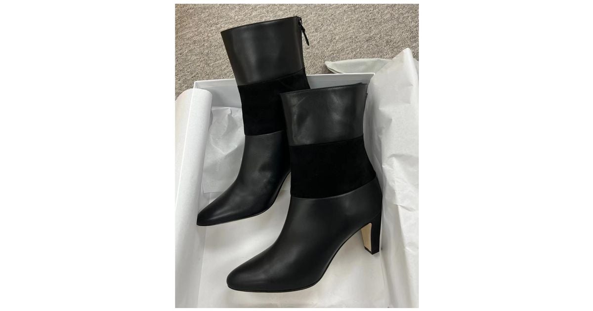 Manolo Blahnik Logo Boots in Black | Lyst