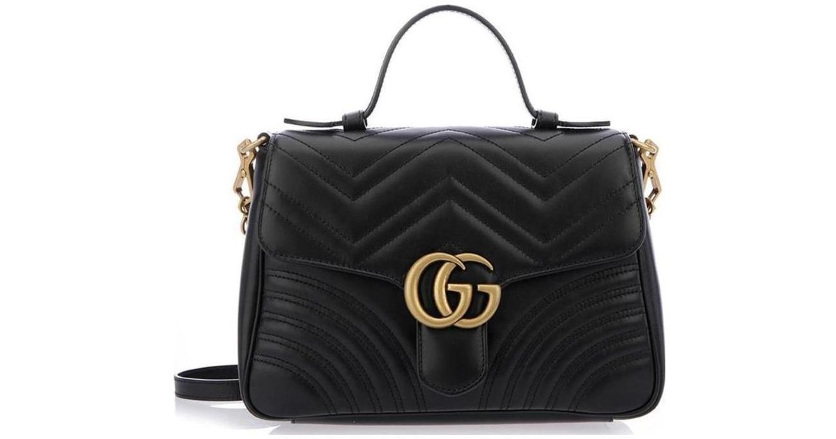 Gucci Gg Marmont Small Top Handle Bag in Black | Lyst