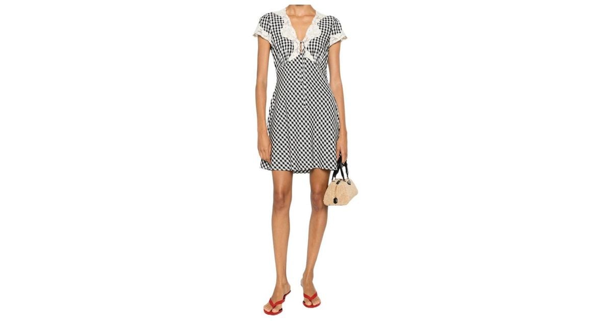 RIXO London Plaid Dress in Gray | Lyst