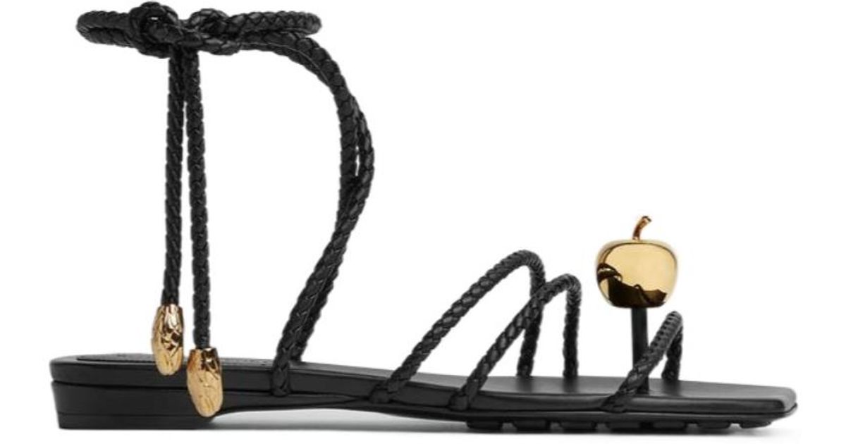 Bottega Veneta Adam Flat Sandal in Black | Lyst