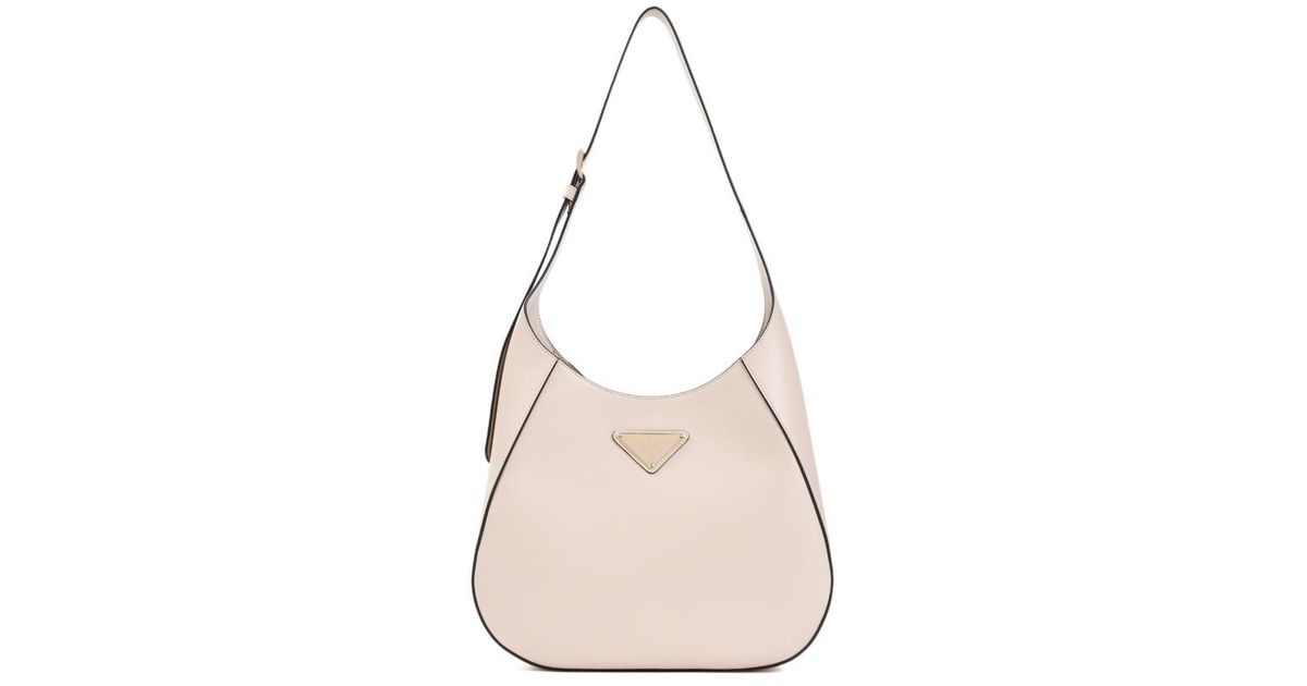 Prada Triangle-Logo Leather Shoulder Bag in Pink | Lyst