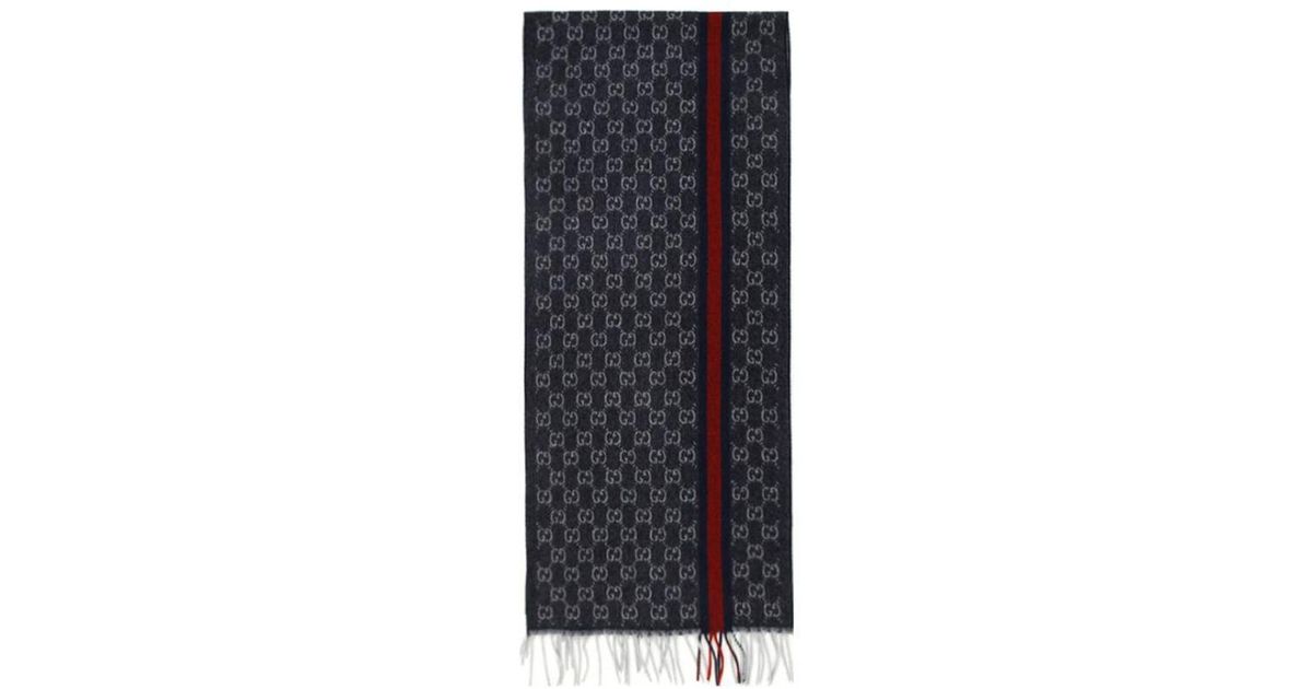 Gucci Logo Detail Scarf in Blue for Men | Lyst