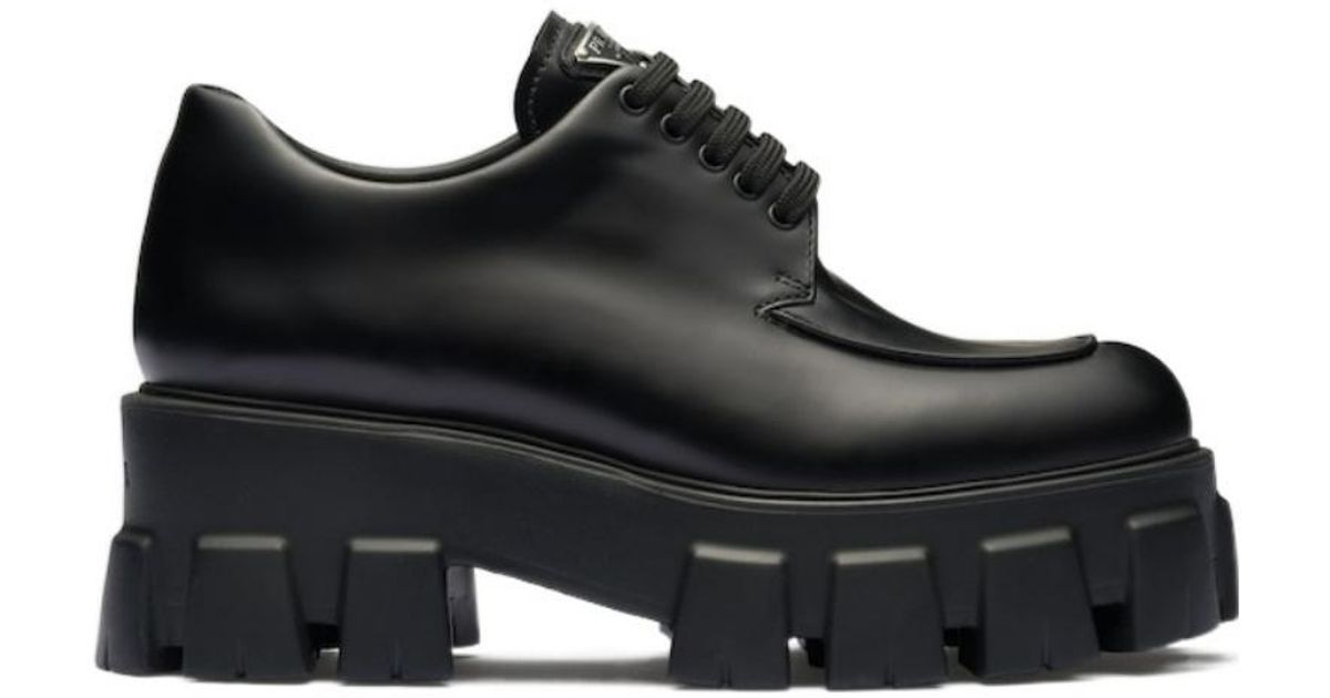 Prada Monolith Polished Platform Soles in Black | Lyst