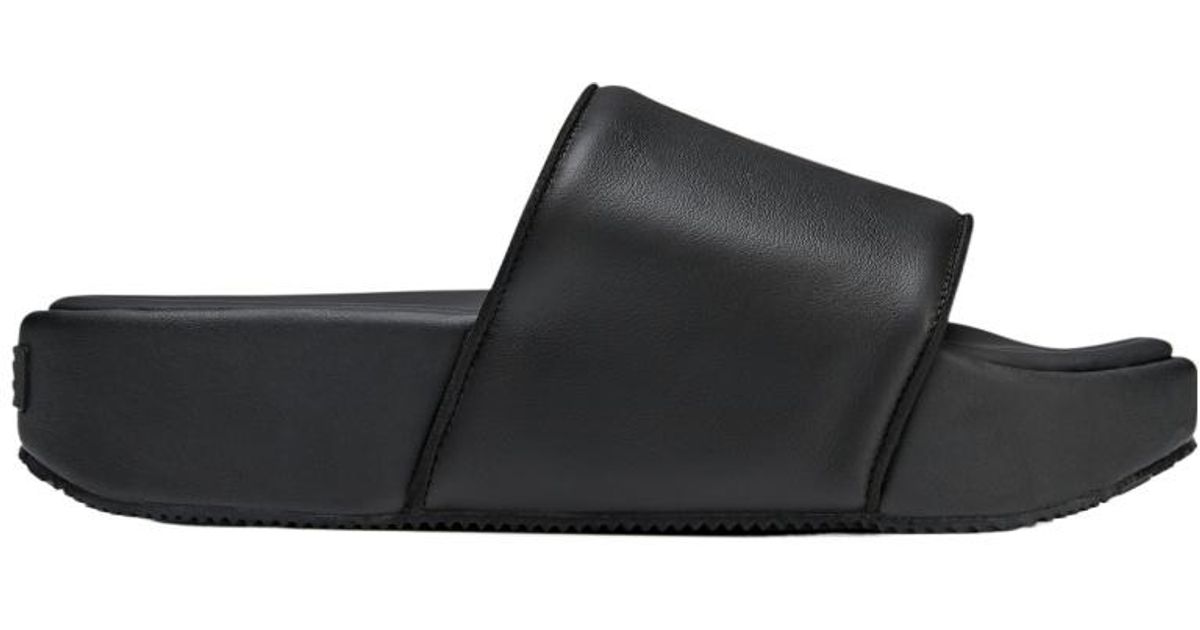Y-3 Plain Leather Slides in Black for Men | Lyst
