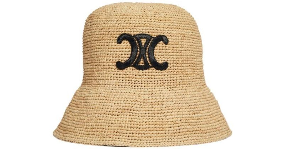 Celine Triomphe Bucket Hat in Natural | Lyst