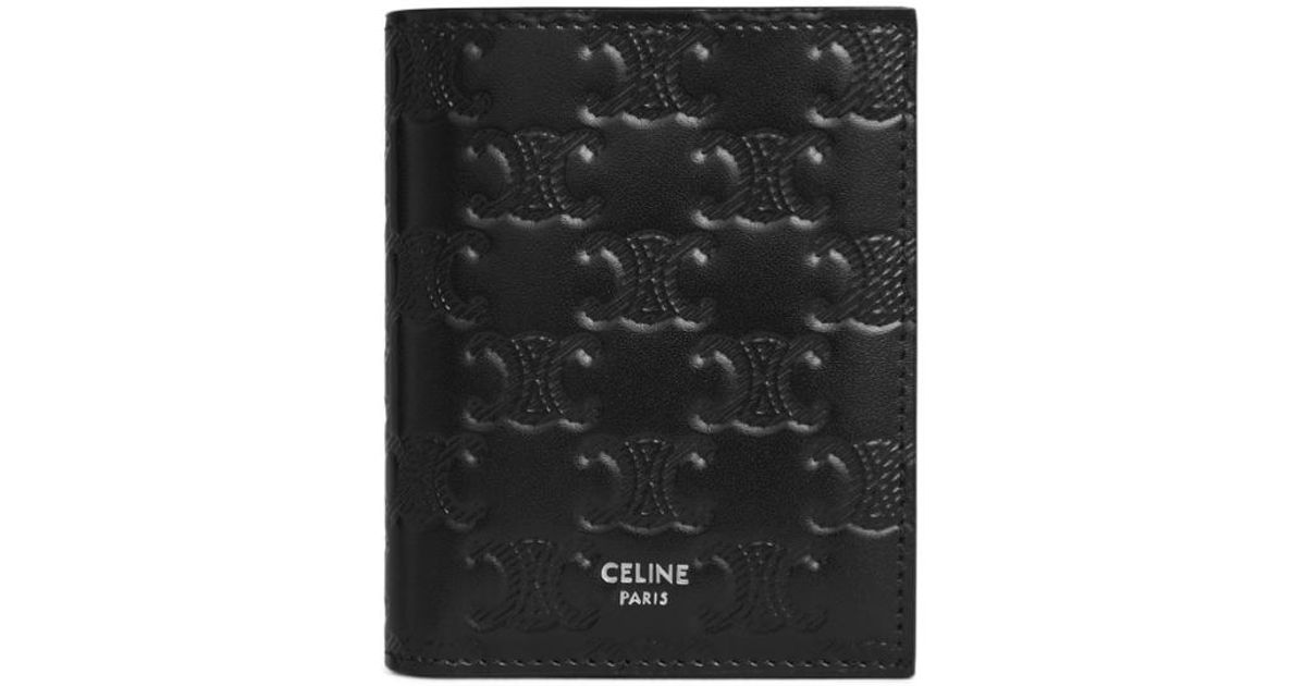 Celine Triomphe Folding Compact Wallet in Black for Men | Lyst