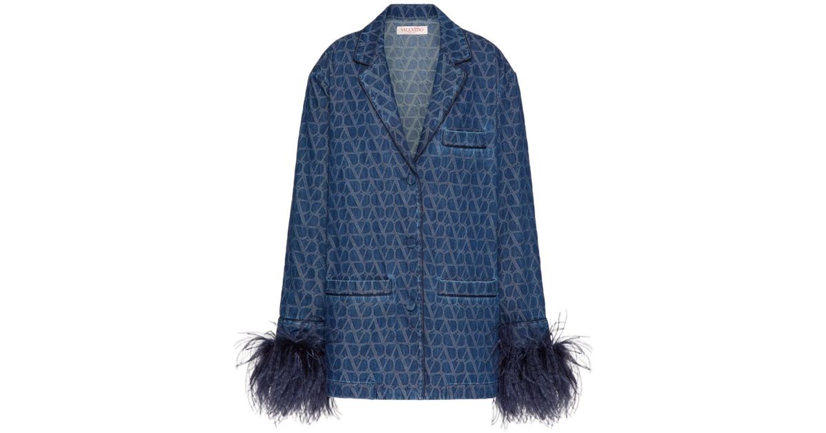 Valentino Toile Iconographe Oversized Denim Jacket in Blue | Lyst