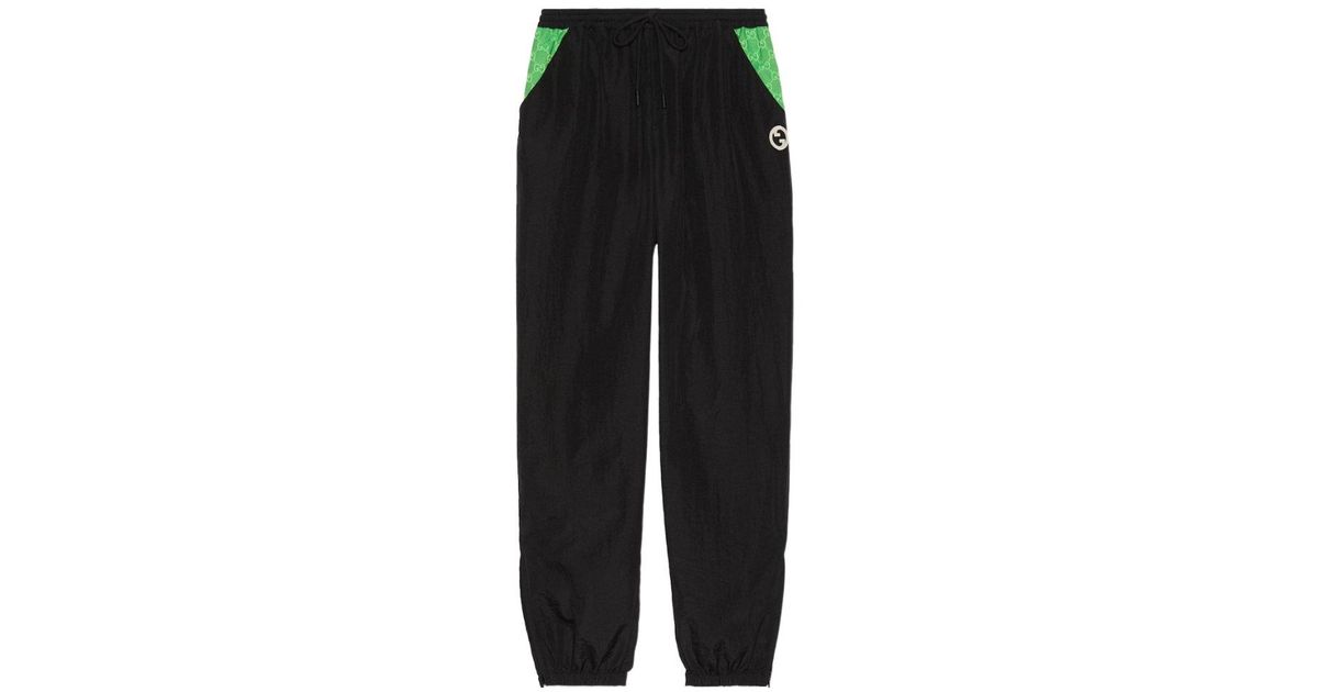 Gucci Interlocking G Logo Panelled Track Pants in Black | Lyst