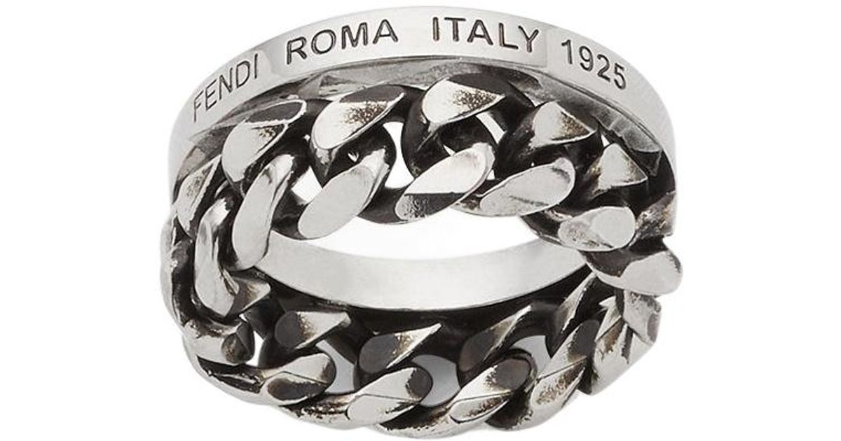 Fendi Double Ring Ring in White for Men | Lyst