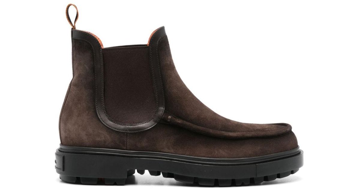 Santoni Round Head Boots in Brown for Men | Lyst