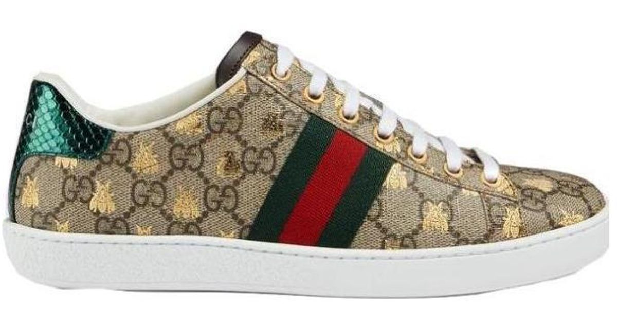 Gucci Ace Gg Supreme Sneaker With Bees in Green | Lyst