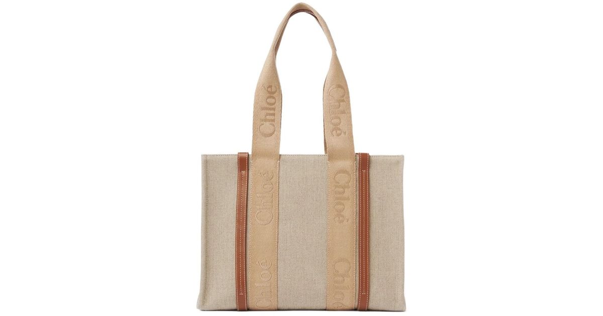 Chloé Medium Woody Tote Bag in Natural | Lyst