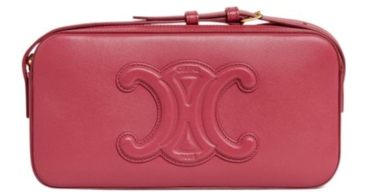 Celine Logo Camera Shoulder Bag in Red | Lyst