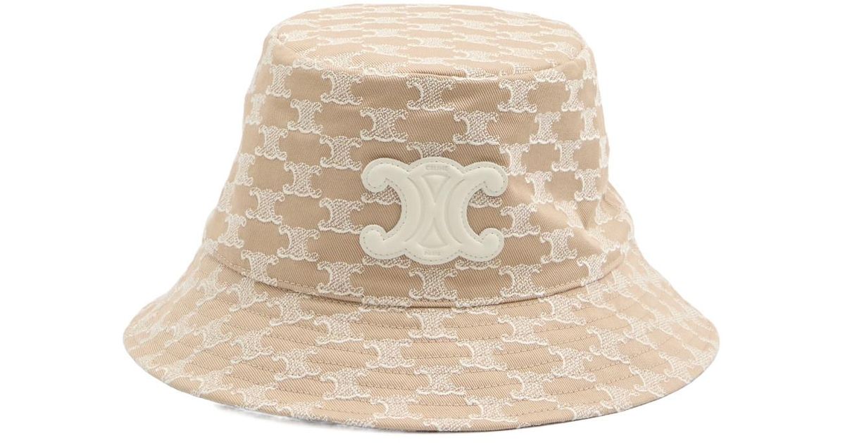 Celine Logo Hat in Natural | Lyst
