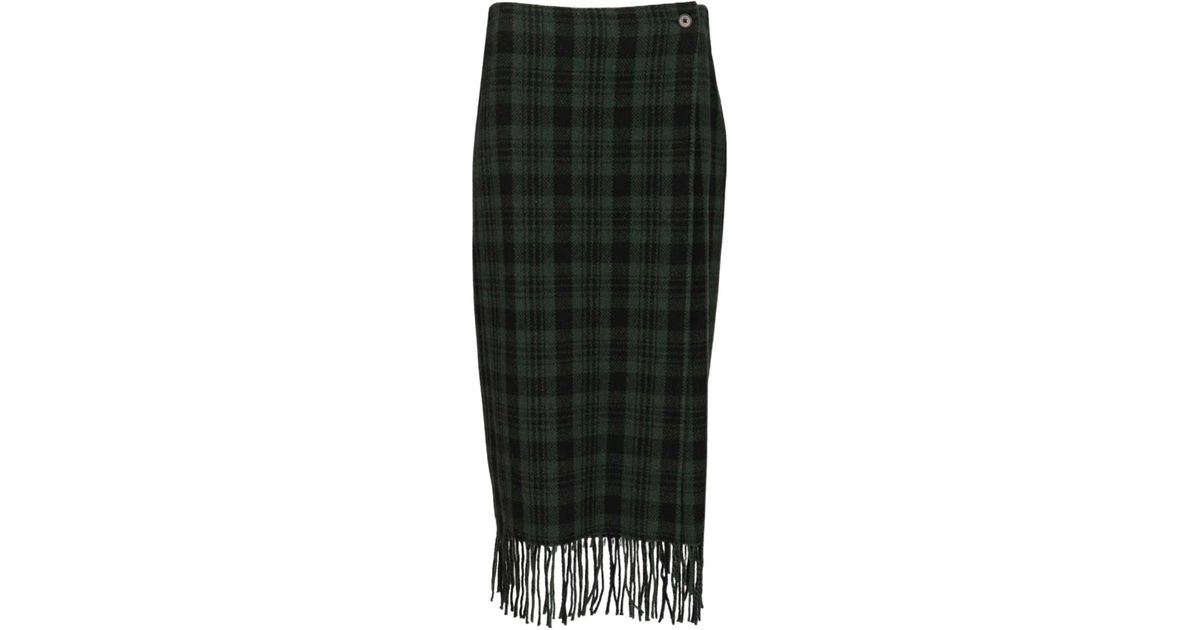 Polo Ralph Lauren Plaid Wrap Skirt in Black | Lyst UK