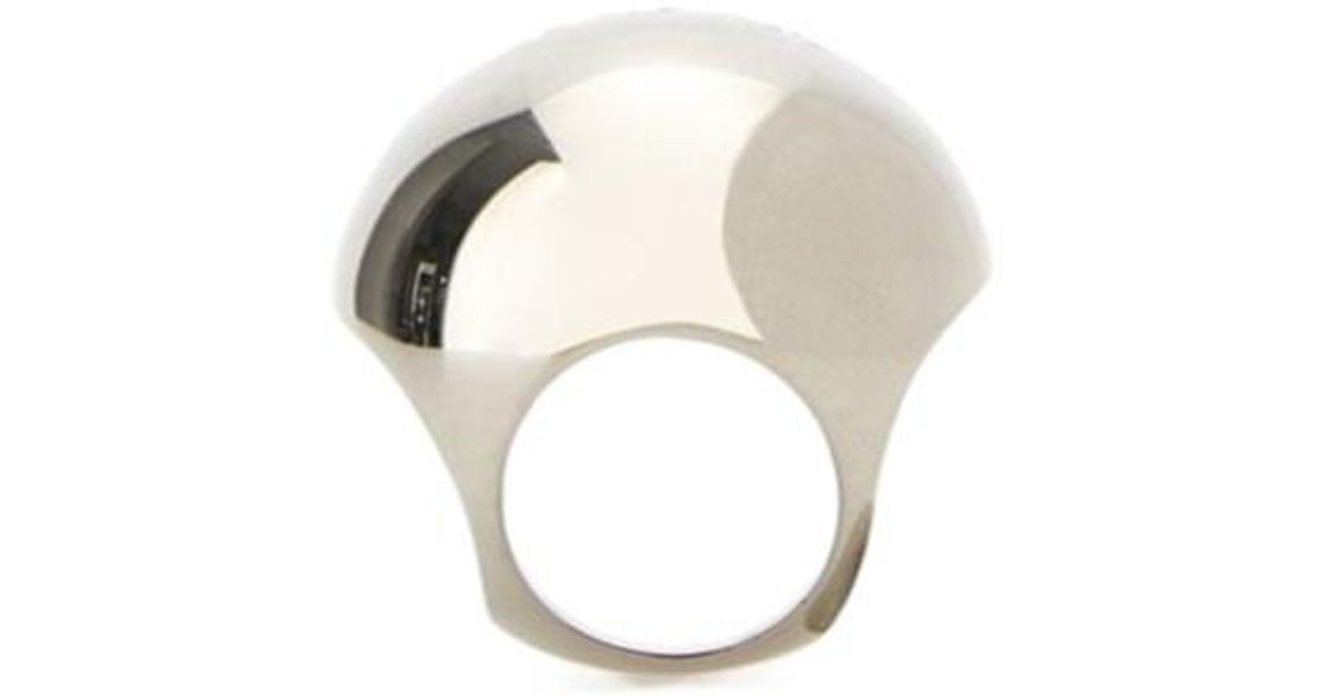 Versace Sphere Logo-Engraved Polished Finish Ring in White | Lyst