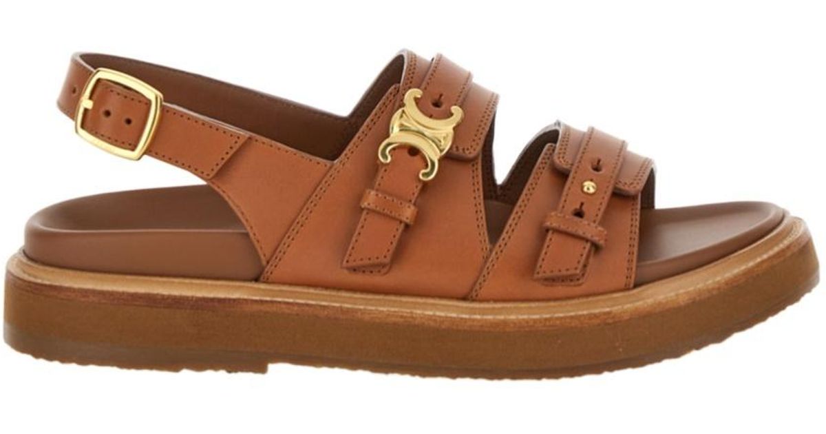 Celine Peep-Toe, Patent-Leather Booties in Brown | Lyst