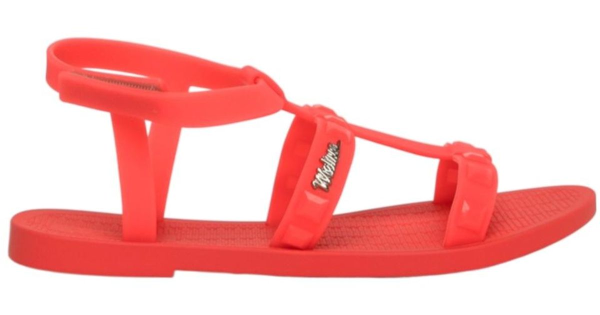 Melissa Logo Logo Flat Sandals in Red | Lyst