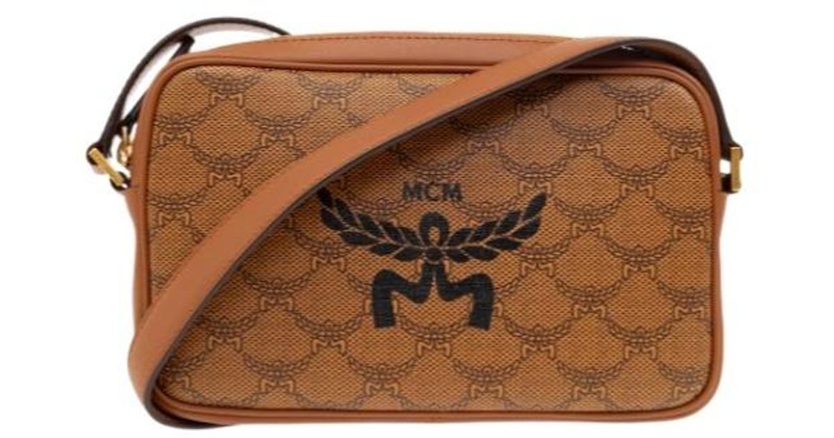 MCM Himmel Logo Printed Small Shoulder Bag in Brown | Lyst