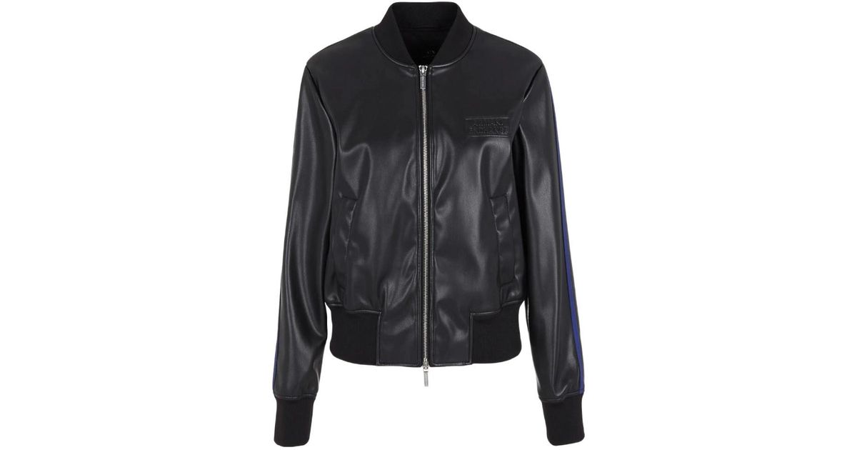 ARMANI EXCHANGE Logo-Embossed Bomber Jacket in Black | Lyst