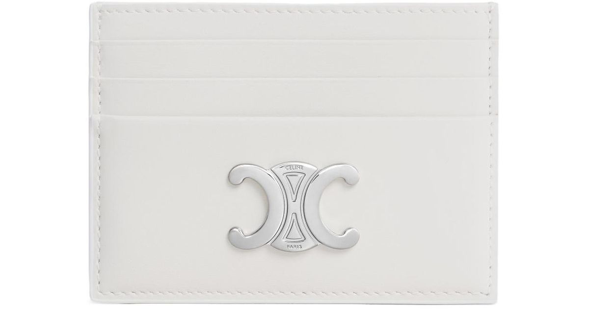Celine Card Holder Triomphe in White | Lyst