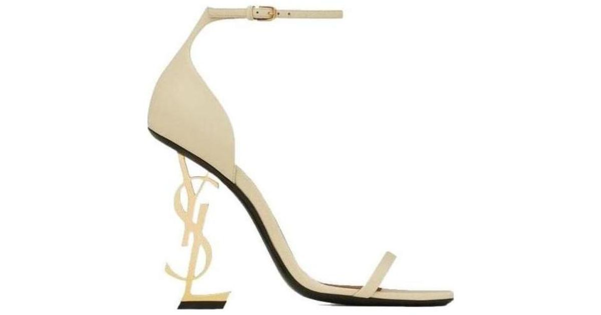 Saint Laurent Opyum 100Mm Ysl Heel Sandals in White | Lyst