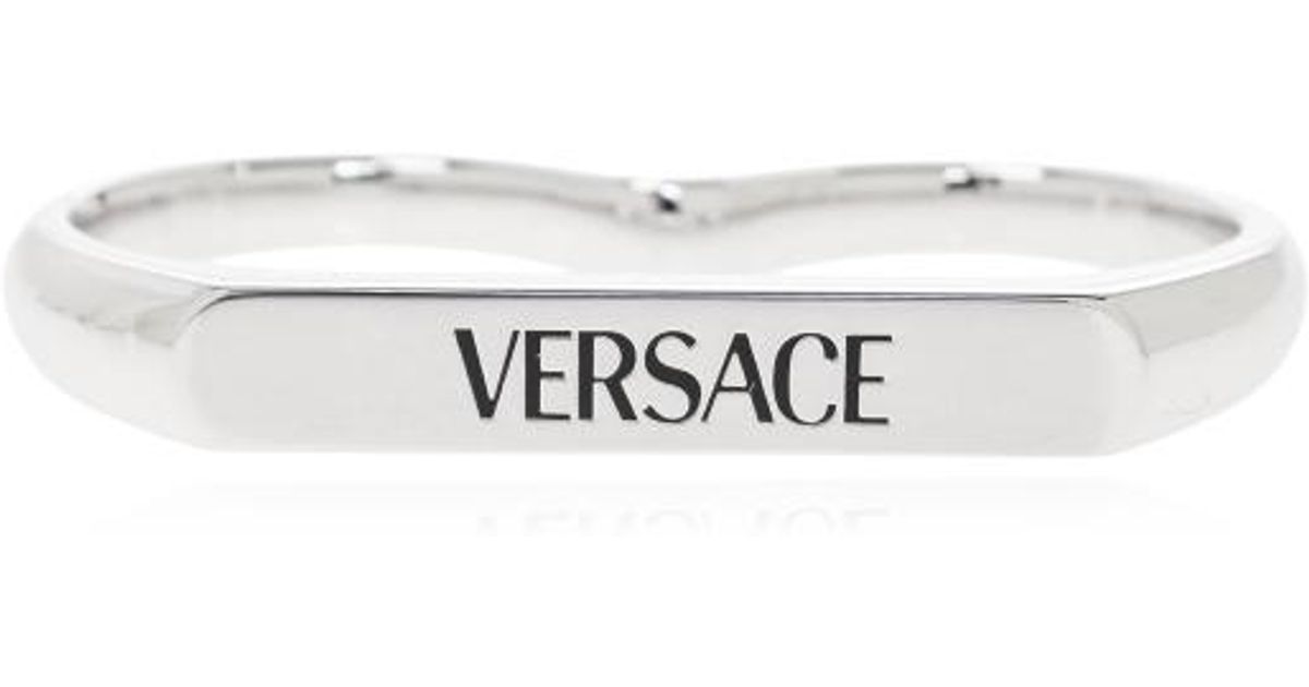 Versace Logo-Engraved Two Finger Ring for Men | Lyst