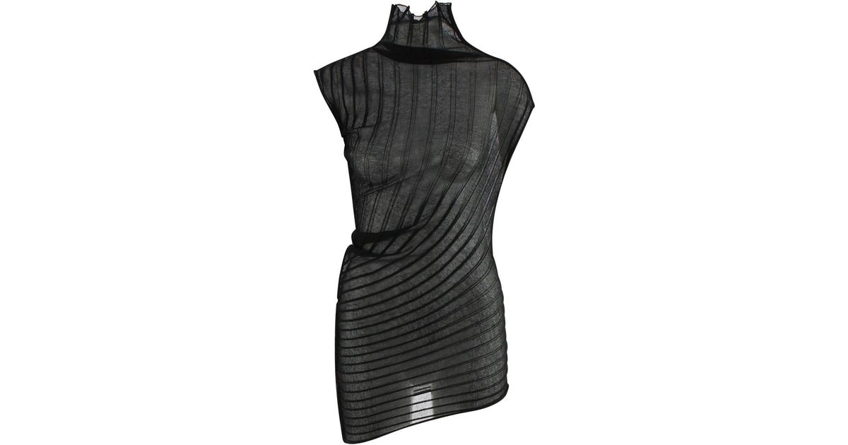 Victoria Beckham Rib Lightweight Knit Top in Black | Lyst