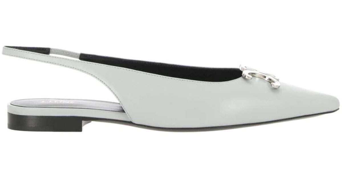 Celine Alma Triomphe Flat Slingback in White | Lyst