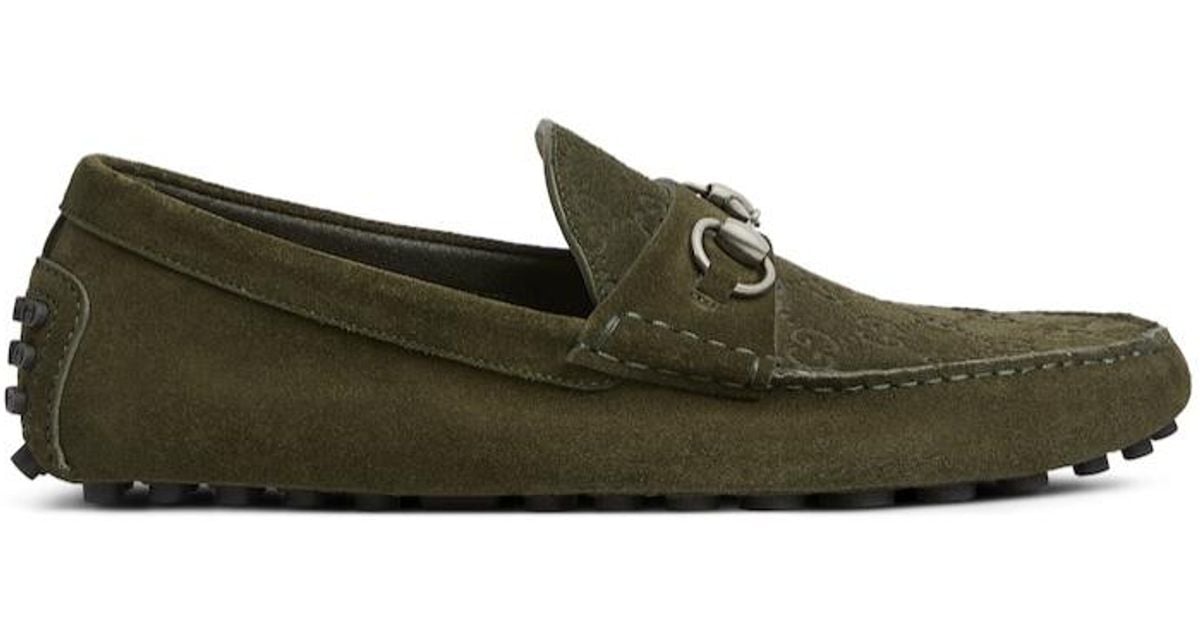 Gucci Horse Button Driving Shoes in Green for Men | Lyst